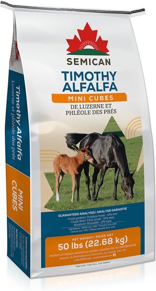 SEMICAN Non-GMO Mini Size Timothy/Alfalfa Cubes Horse Feed, 50-lb bag ...