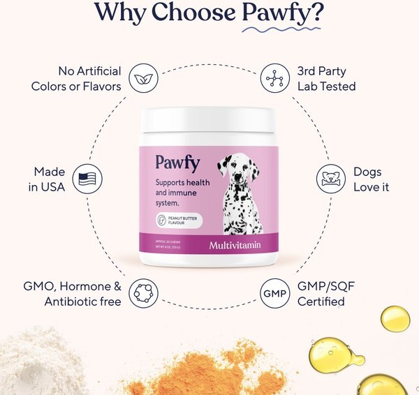 PAWFY Multivitamin Peanut Butter Flavor Supplement for Dogs, 30 count ...