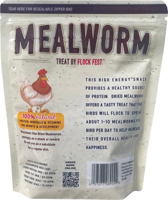 FLOCK FEST Whole-Dried Mealworms Chicken Treat, 3.5-oz bag - Chewy.com