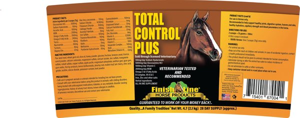 FINISH LINE Total Control Plus Horse Comprehensive Supplement, 4.7-lb ...