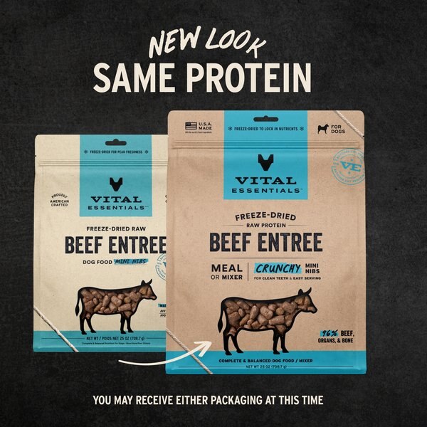 VITAL ESSENTIALS Freeze-Dried Raw Beef Entree & Mixer Dog Food Crunchy ...