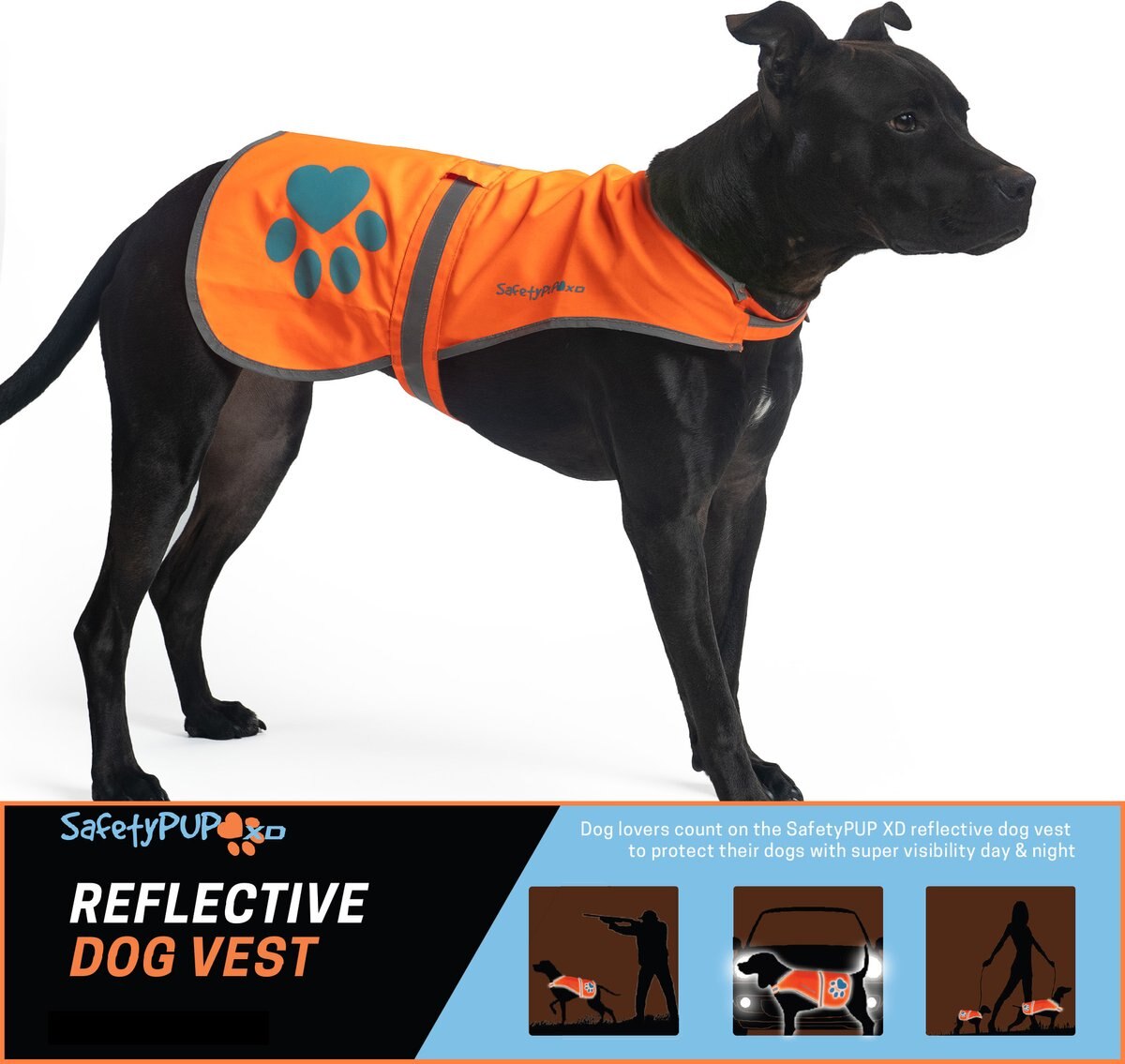 SAFETYPUP XD Reflective Dog Vest, Orange, Large - Chewy.com