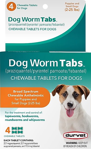 DURVET Worm Tabs for Small Breed Dogs. 2 to 26-lbs, 4 count - Chewy.com
