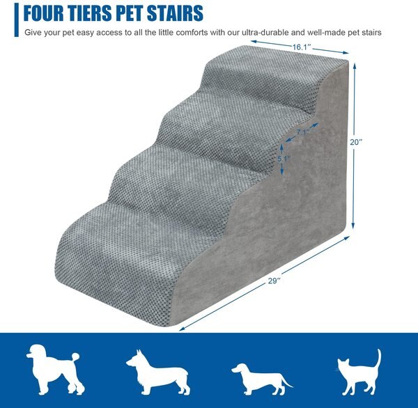 Out of Stock - NIUBYA High Density Foam Dog Stairs, Grey, 4 steps ...