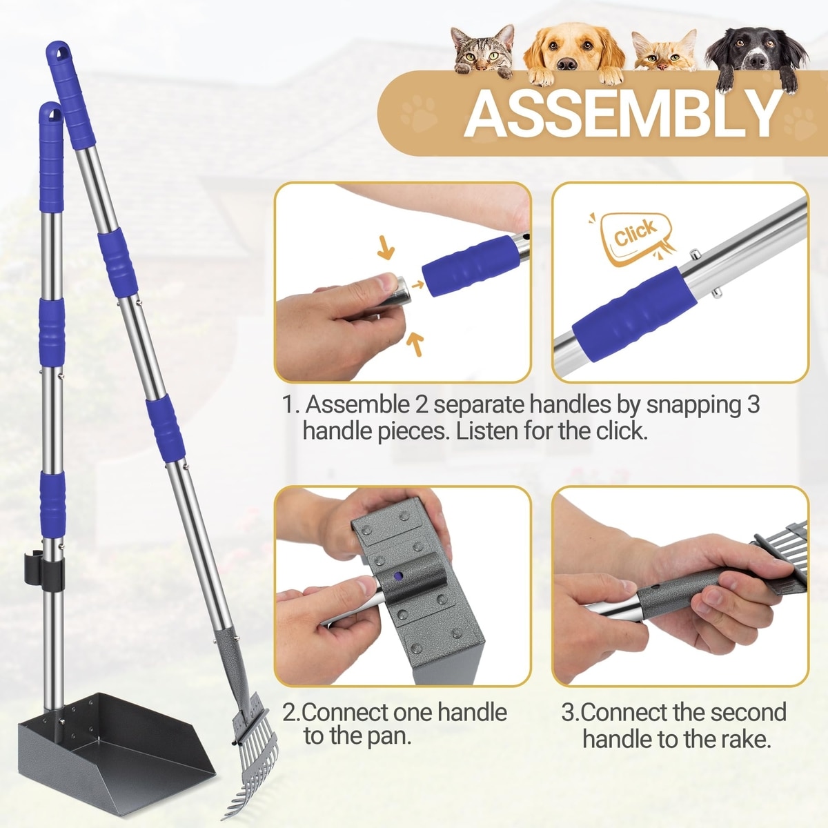 Out of Stock - NIUBYA Dog Stainless Steel Rake Pooper Scooper Set ...