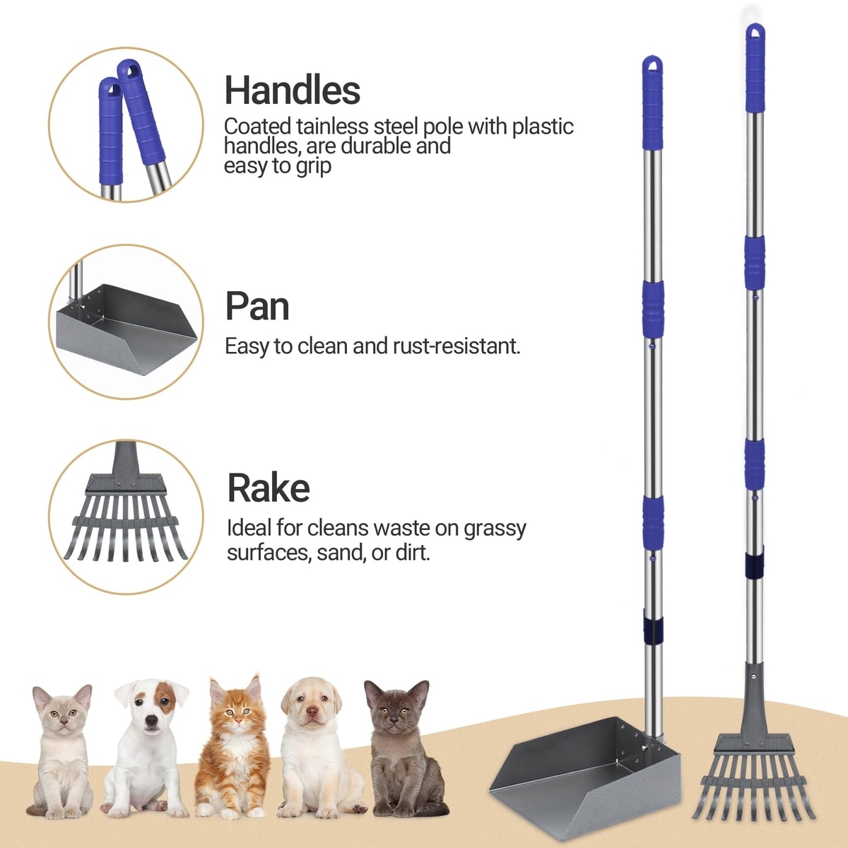 Discontinued - NIUBYA Dog Stainless Steel Rake Pooper Scooper Set ...