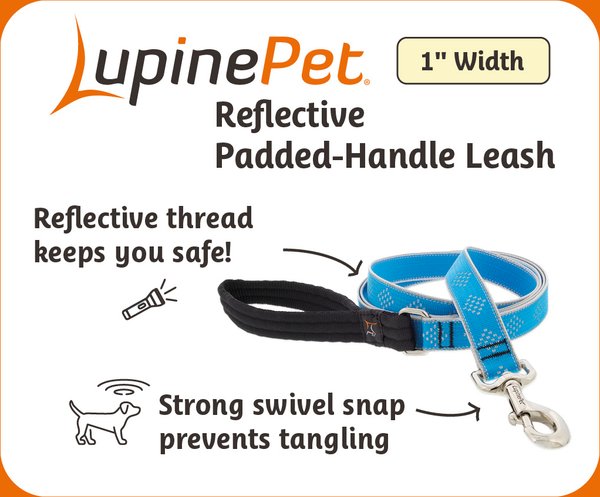 LUPINEPET Reflective Diamonds Padded Handle Dog Leash, Orange Diamond ...