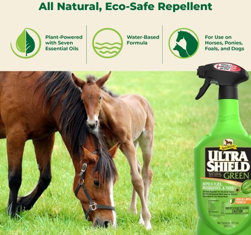 ABSORBINE UltraShield Green All-Natural Fly & Insect Repellent Horse & Dog Spray, 32-fl oz ...