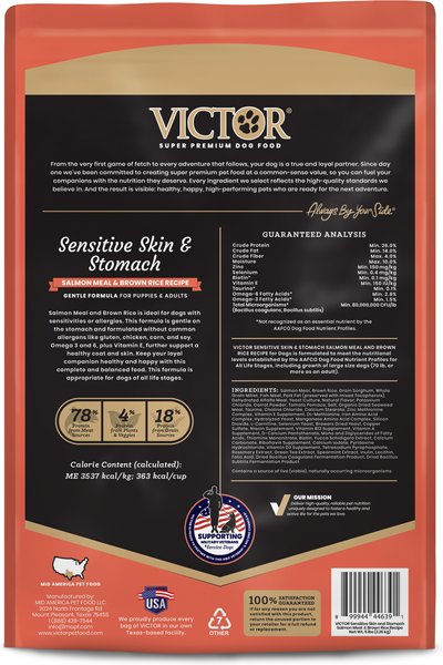 VICTOR Sensitive Skin & Stomach Salmon Meal & Brown Rice Recipe Dry Dog ...