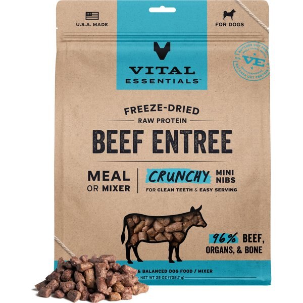 VITAL ESSENTIALS Freeze-Dried Raw Beef Entree & Mixer Dog Food Crunchy ...