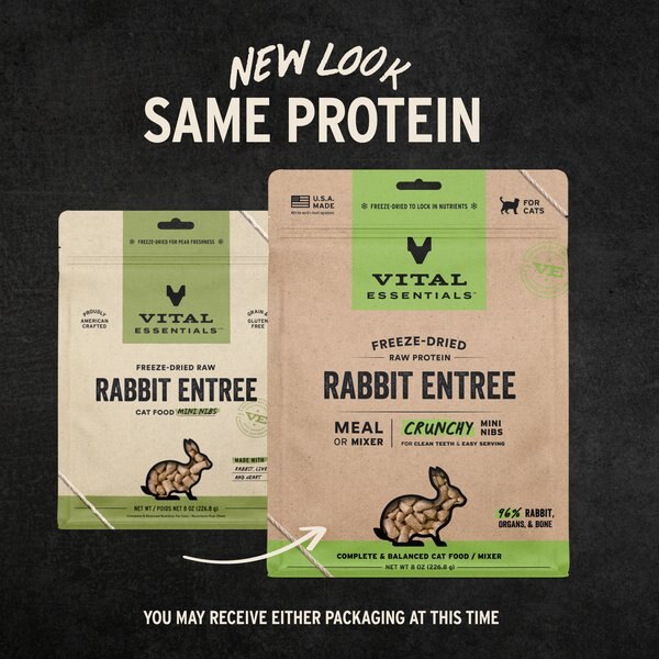 VITAL ESSENTIALS Freeze-Dried Raw Rabbit Entree & Mixer Cat Food ...