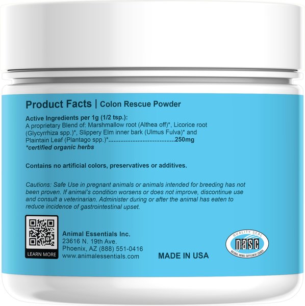 ANIMAL ESSENTIALS Colon Rescue Powder Herbal Digestive Aid Dog & Cat ...