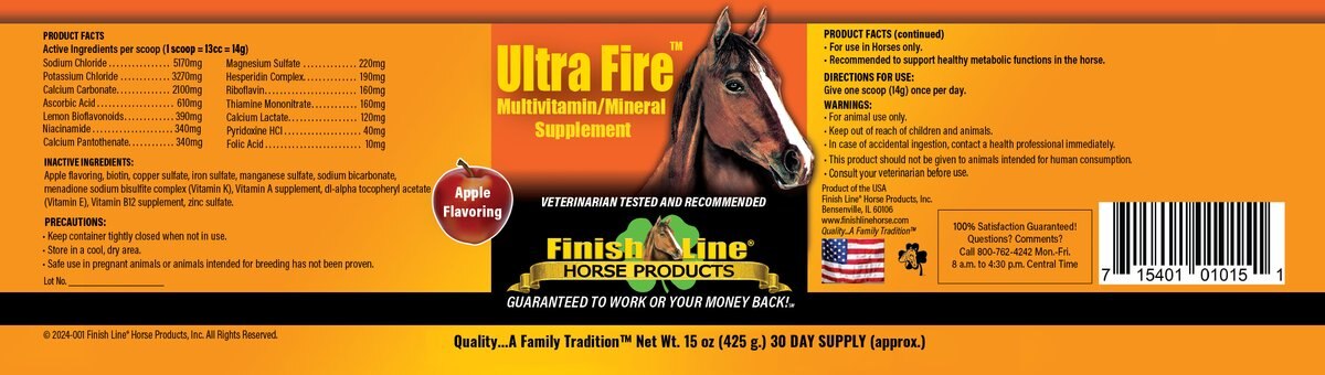 FINISH LINE Ultra Fire Multivitamin Apple Flavor Powder Horse ...