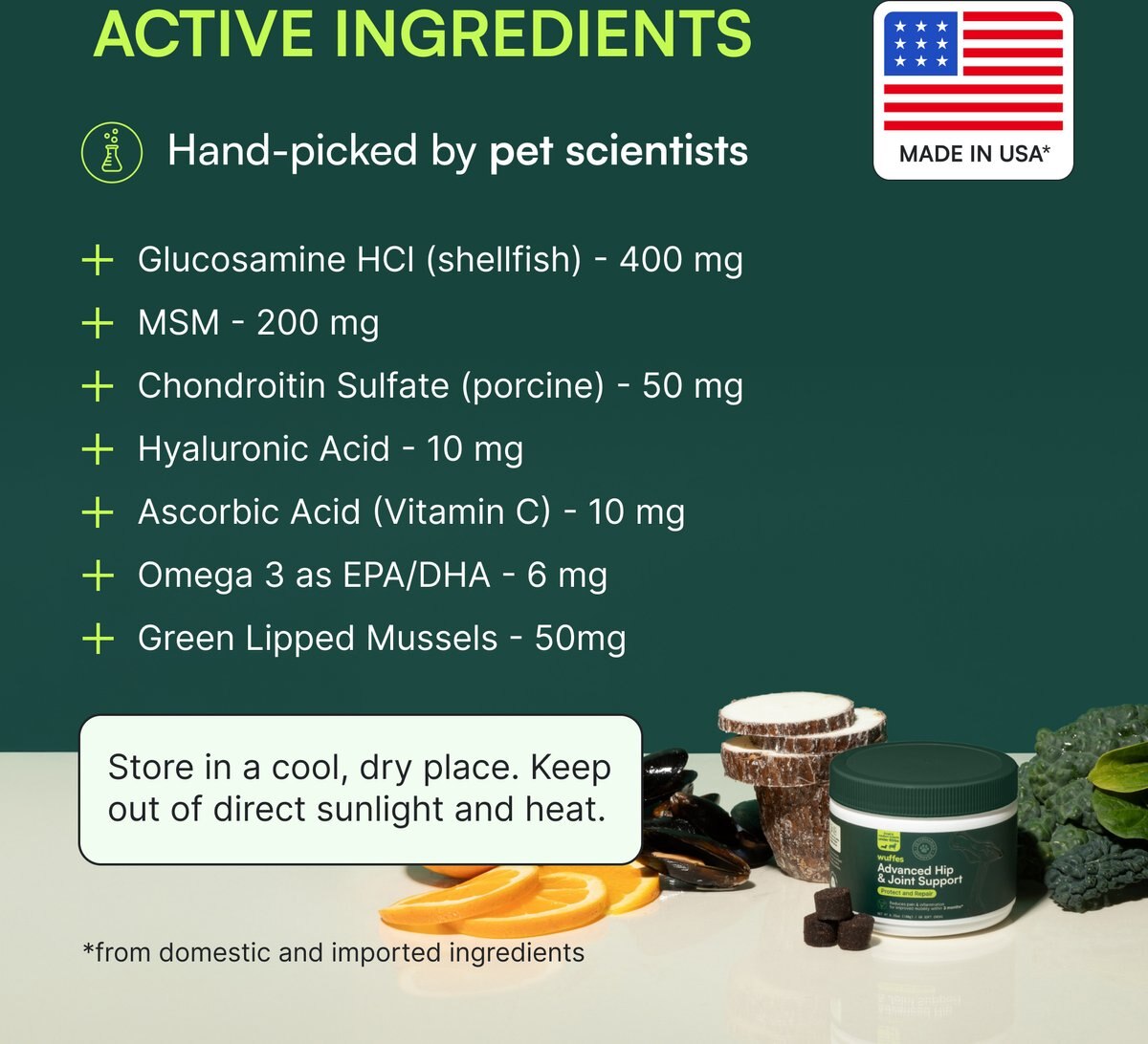 WUFFES Advanced Hip & Joint Supplement with Glucosamine & Chondroitin ...