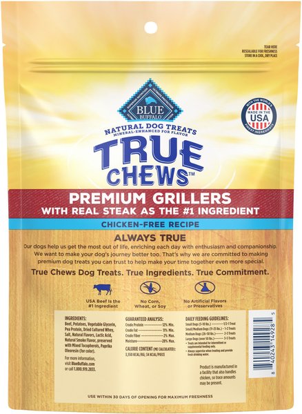 BLUE BUFFALO True Chews Premium Grillers with Real Steak Grain-Free Dog ...