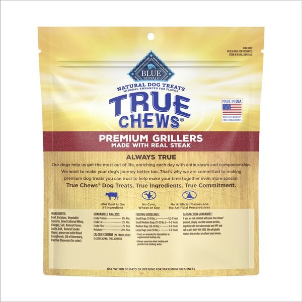 BLUE BUFFALO True Chews Premium Grillers with Real Steak Grain-Free Dog ...