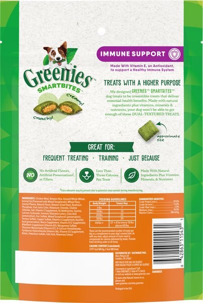 GREENIES Smartbites Immune Support Chicken Flavor Crunchy & Soft Dog ...