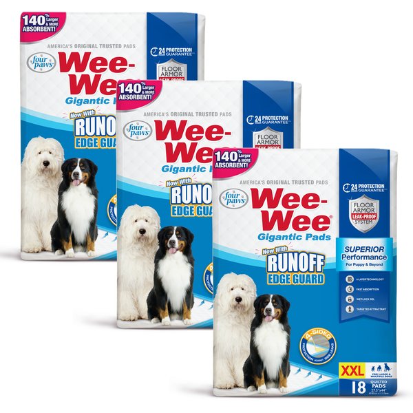 WEE-WEE Pads Superior Performance with Runoff Edge Guard Dog Pee Pads ...
