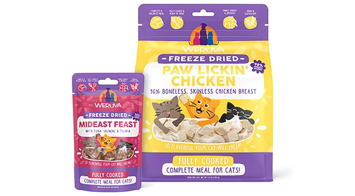 WERUVA Paw Lickin' Chicken Grain-Free Freeze-Dried Cat Food, 7-oz bag ...