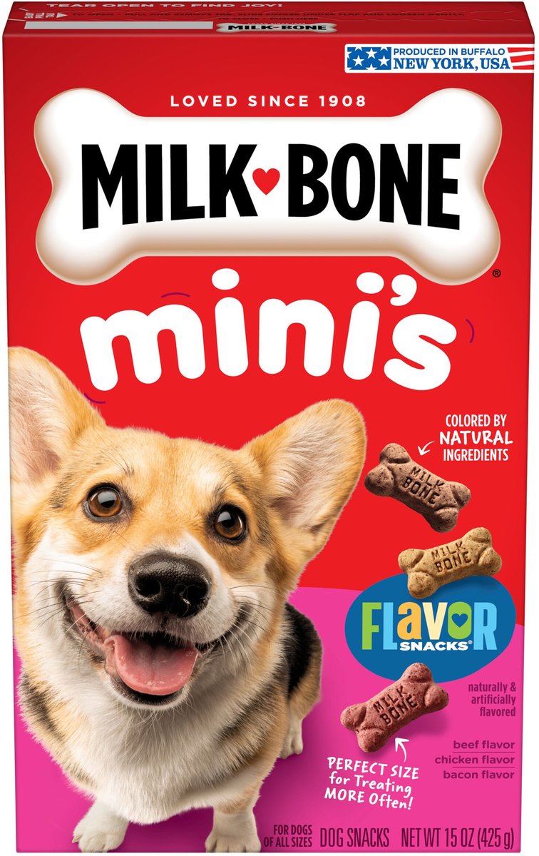 Discontinued - MILK-BONE Mini's Flavor Snacks Beef, Chicken & Bacon ...
