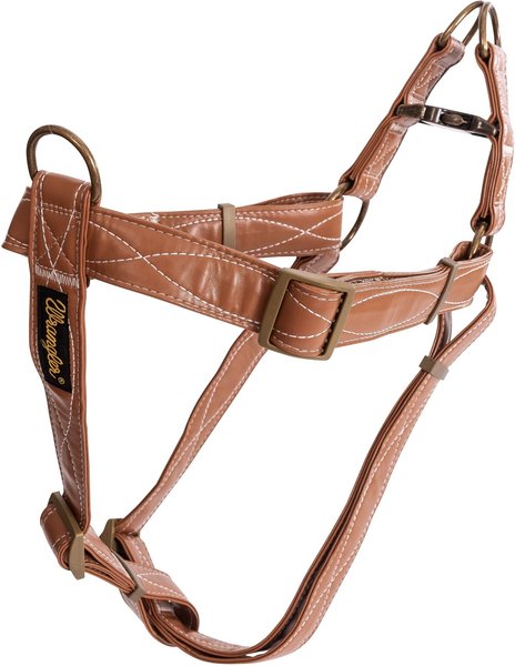 WRANGLER Faux Leather with Stitching Step-In Dog Harness, Light Brown ...