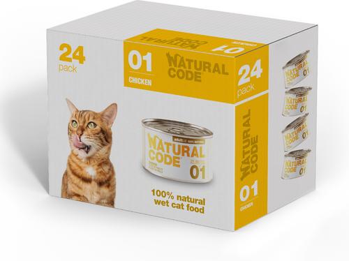 NATURAL CODE Chicken Wet Cat Food, 3-oz can, case of 24 - Chewy.com