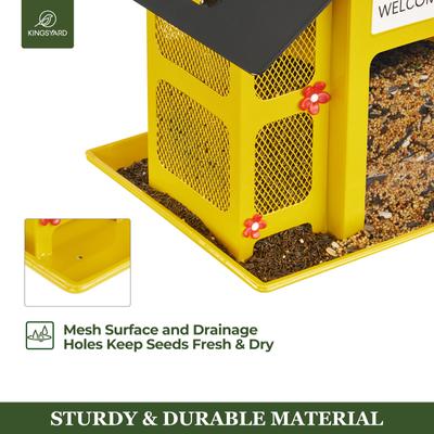 KINGSYARD Weatherproof Metal Mesh House Hopper Wild Bird Feeder, Black ...