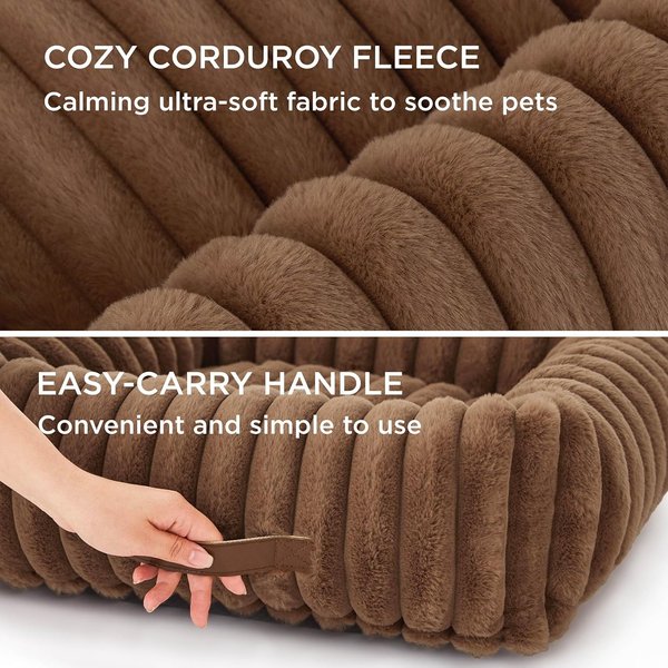 BEDSURE Orthopedic Bolster Dog Bed with Removable Cover, Copper Brown ...