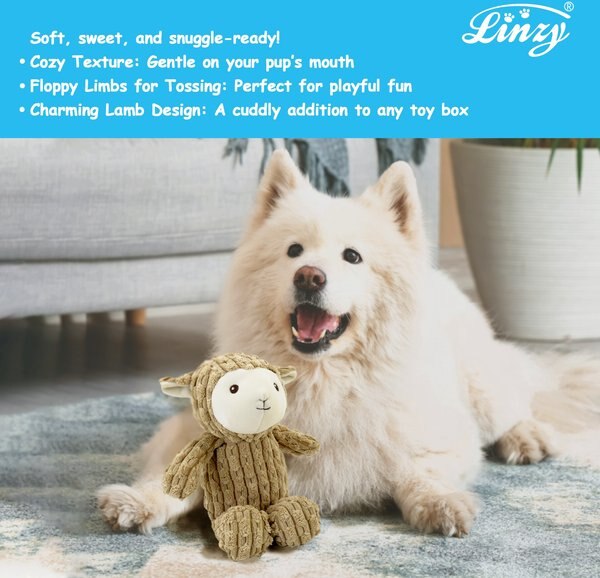 LINZY TOYS Lamb Squeaky Plush Dog Toy, 12-in, Brown - Chewy.com