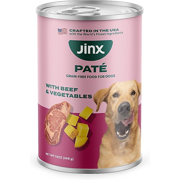 JINX Beef & Vegetables Recipe Grain-Free Wet Dog Food, 13-oz can, case ...