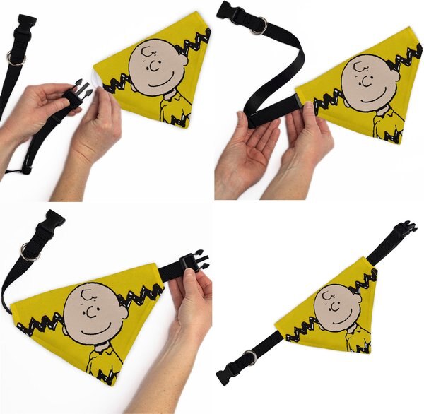BUCKLE-DOWN Peanuts Charlie Brown Smiling Slip-On Dog Bandana, Yellow - Chewy.com