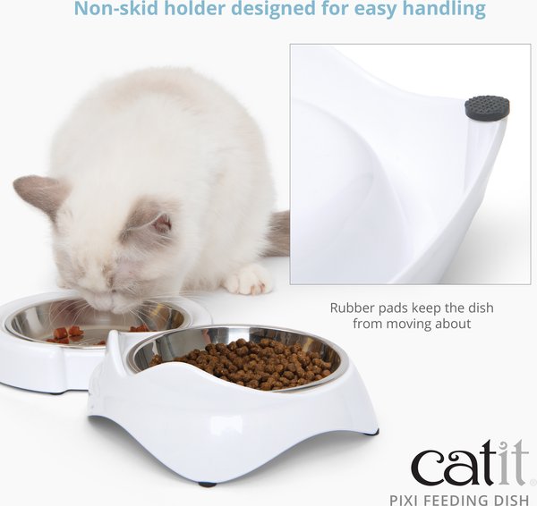 CATIT PIXI Double Cat Bowl, White - Chewy.com