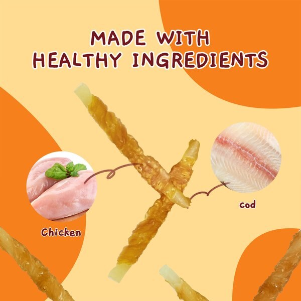 JUNGLE CALLING Chicken Wrap Cod Sticks Rawhide-Free Dog Treats, 10.6-oz ...