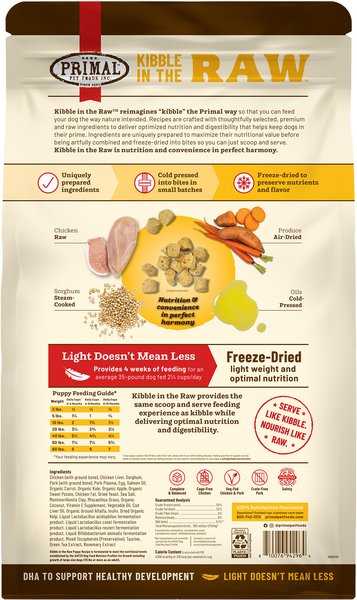 PRIMAL Kibble in the Raw Recipe Non-GMO Freeze-Dried Puppy Food, 144-oz ...