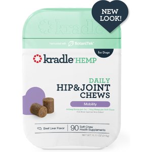 KRADLE Broad Spectrum Hemp Extract Beef Liver Flavor Hip & Joint Chews ...