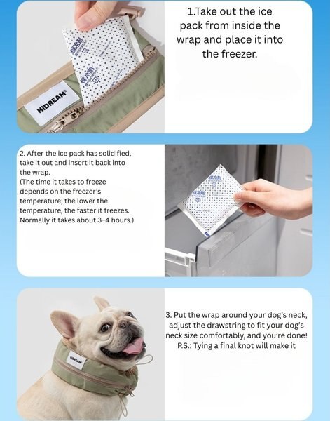 EYS HiDREAM Cooling Ice Neck Wrap with Insertable Dog Ice Pack, Green ...