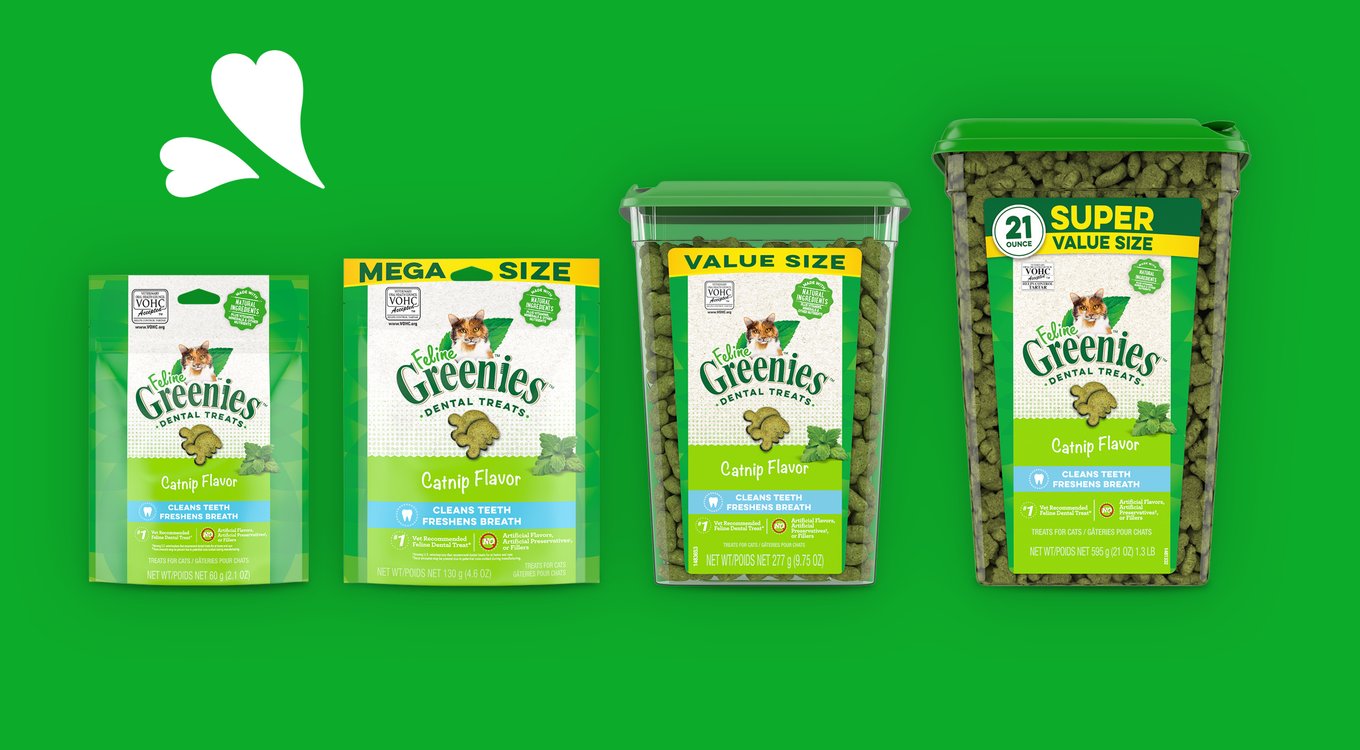 GREENIES Feline Catnip Flavor Adult Natural Dental Cat Treats, 21-oz ...