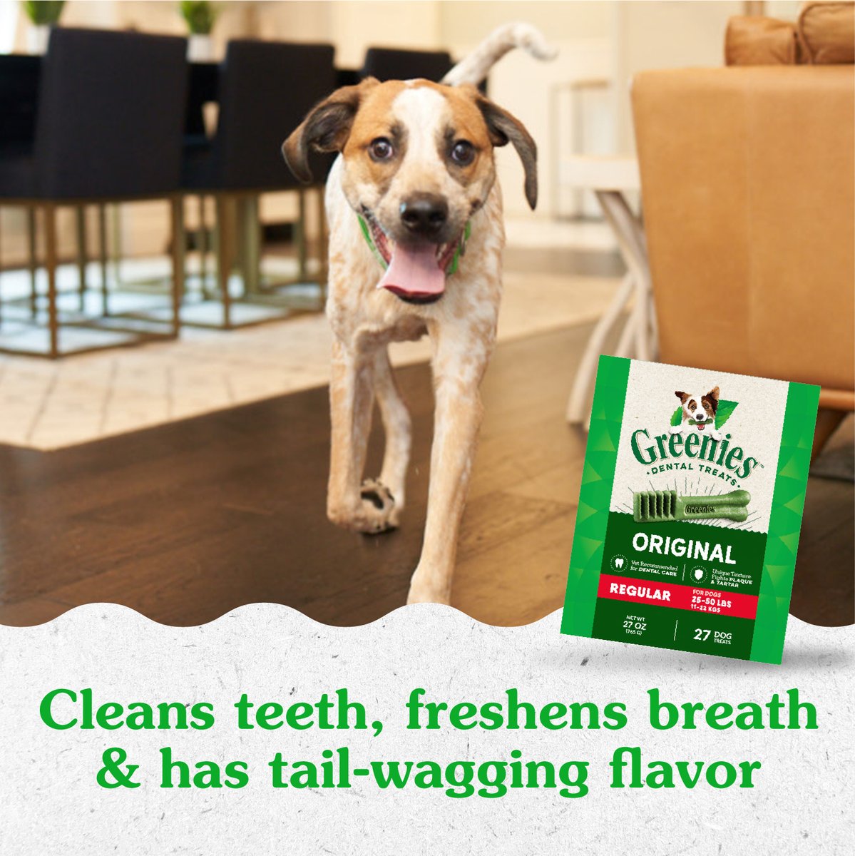 GREENIES Regular Natural Original Chicken Flavor Dental Dog Treats, 27 ...