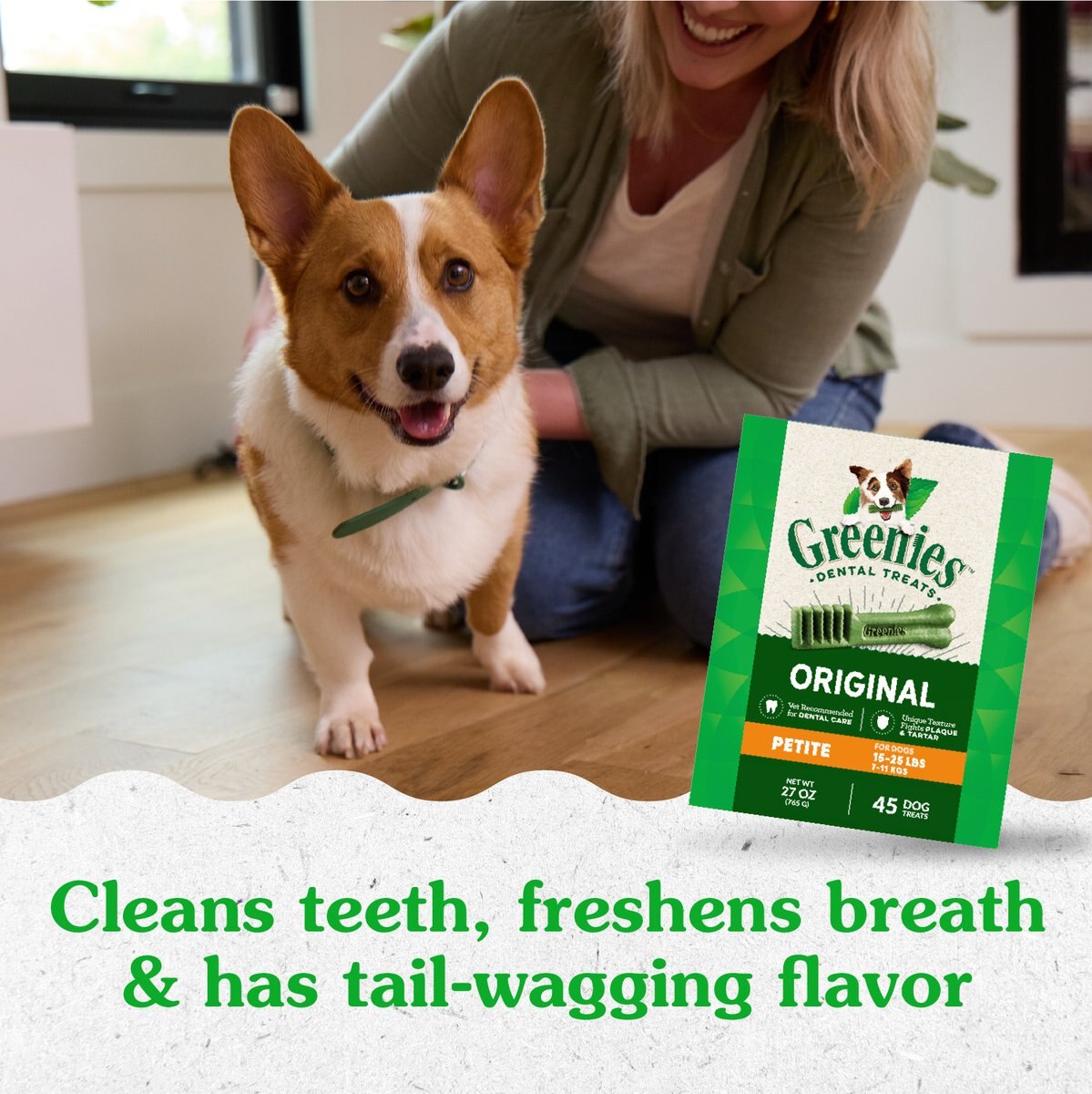 GREENIES Petite Natural Original Chicken Flavor Dental Dog Treats, 45 ...