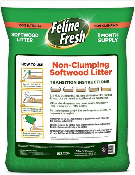 FELINE FRESH Pine Pellet Unscented Non-Clumping Cat Litter, 10-lb bag ...