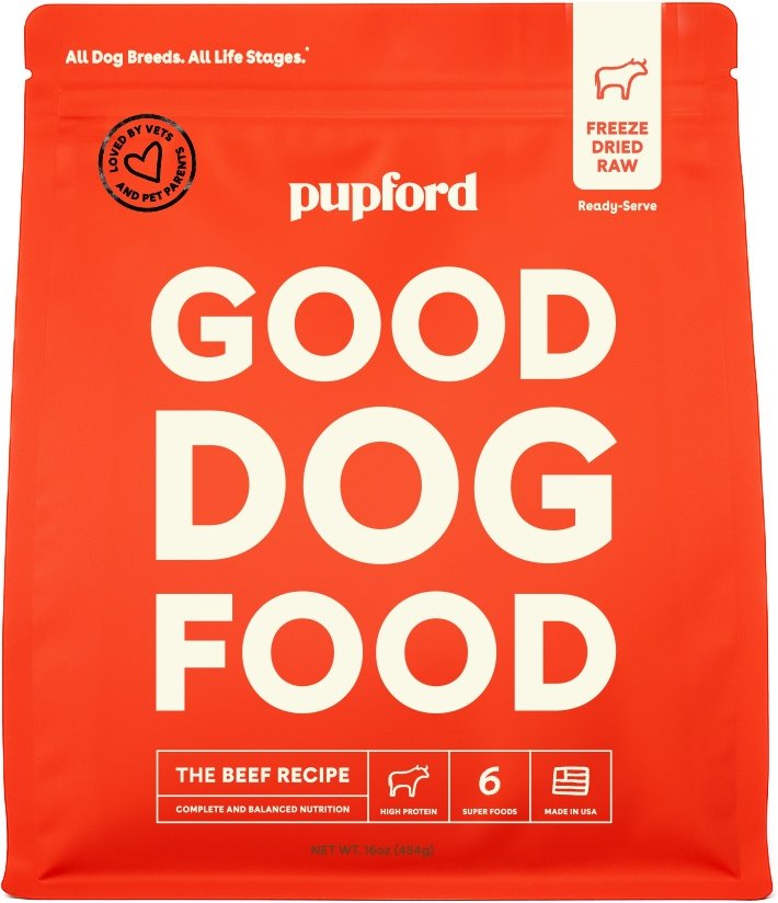 PUPFORD Good Dog Food Beef Recipe Freeze-Dried Dog Food, 16-oz bag ...