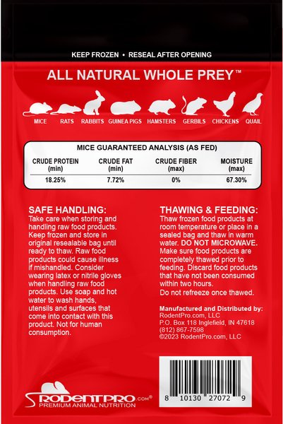 RODENT PRO Frozen Reptile Food, X-Small Pinky Mice, 100 count - Chewy.com