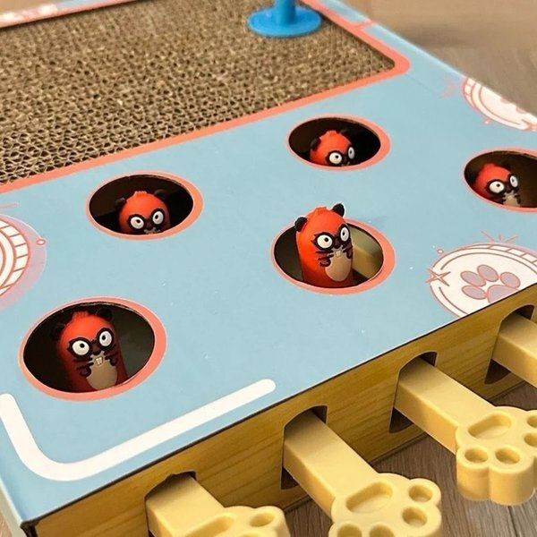 HAPPY & POLLY Interactive Hit Hamster Cat Toy, Blue - Chewy.com