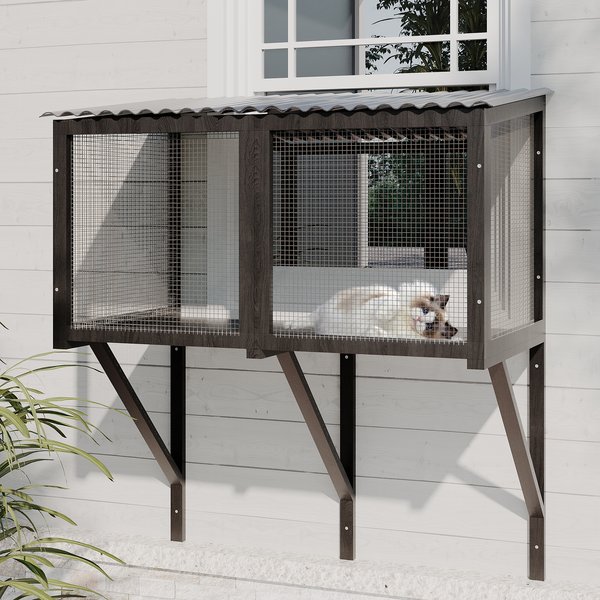 LOVMOR Wooden Cat Window Perch, Grey - Chewy.com