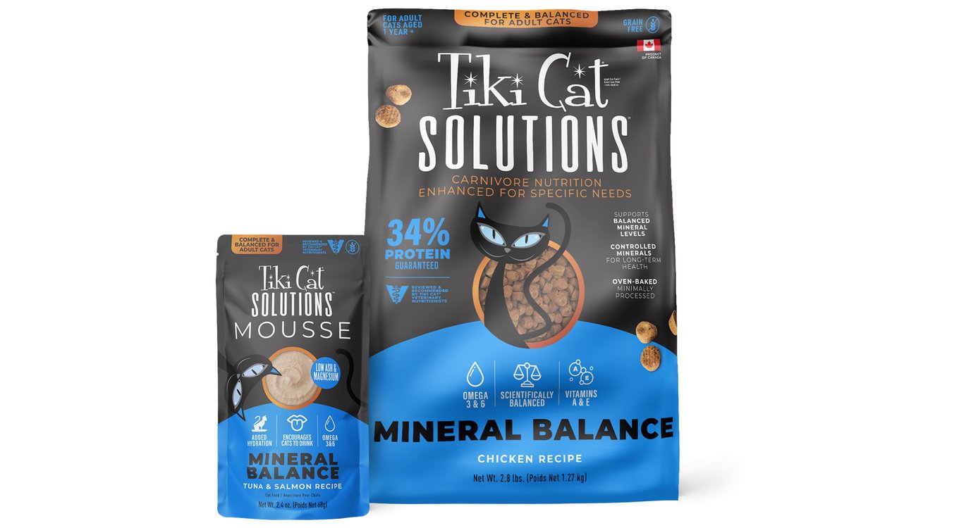 TIKI CAT Solutions Mousse Mineral Balance Tuna & Salmon Recipe Grain-Free Wet Cat Food, 2.4-oz ...