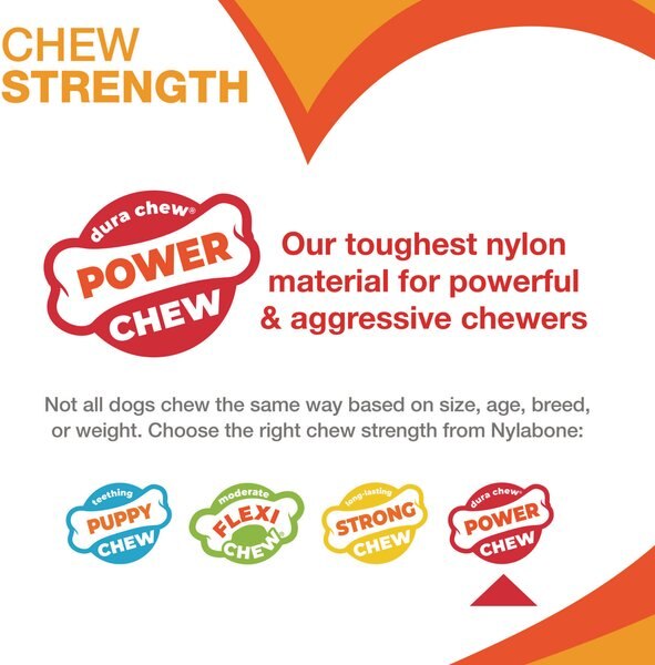 NYLABONE Power Chew Textured Bone 70th Birthday Doy Toy, Orange Swirl ...