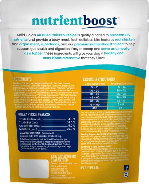 SOLID GOLD Complete & Balanced Chicken Recipe Air Dried Dog Food Topper ...