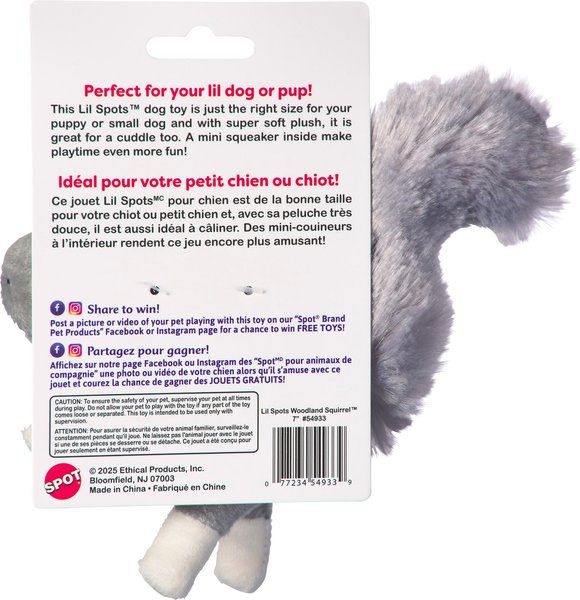 SPOT Ethical Products Spot Lil Spots Squirrel Dog Toy, 7-in - Chewy.com