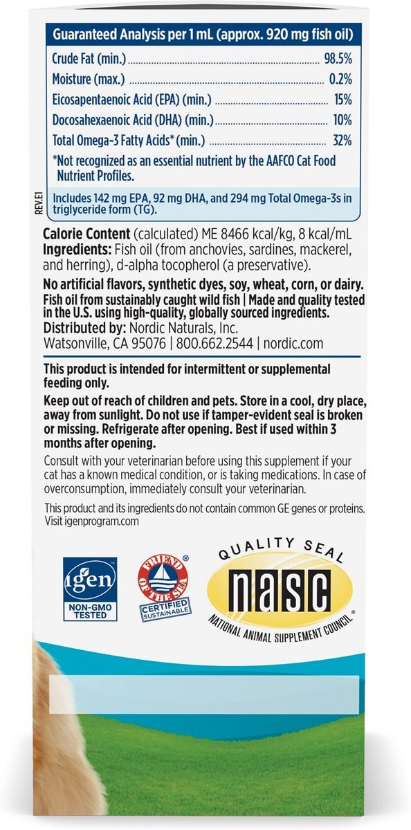 NORDIC NATURALS Omega-3 Cat Supplement, 2-fl oz bottle - Chewy.com