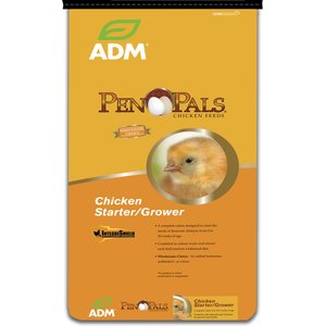 ADM Pen Pals Starter-Grower 18% Protein Crumble Chicken Feed, 25-lb bag ...